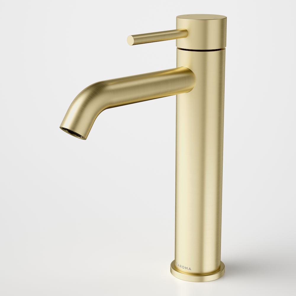 Caroma Liano II Mid Tower Mixer Brushed Brass - Thrifty Bathrooms and ...
