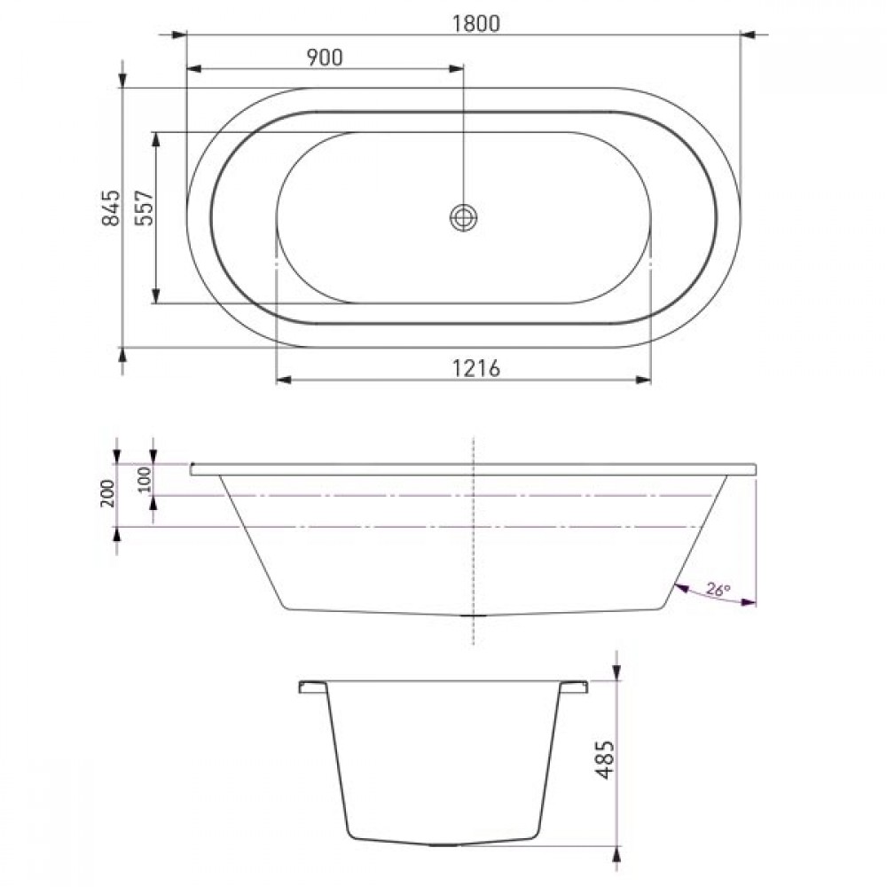 Decina Caval 1800mm Santai 12 Jet Spa Bath Oval Island Style - Thrifty ...