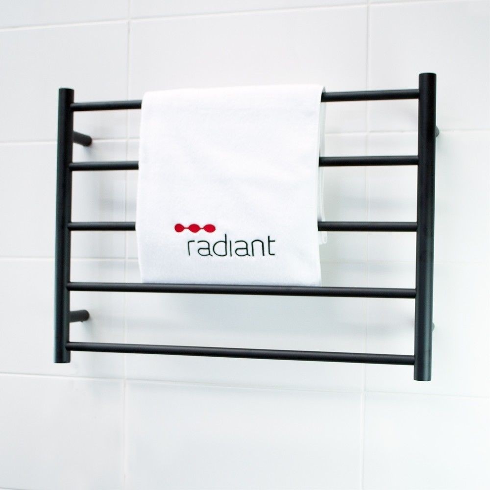 Radiant Non Heated Towel Rails Matt Black Round Bars 750mm - Thrifty ...