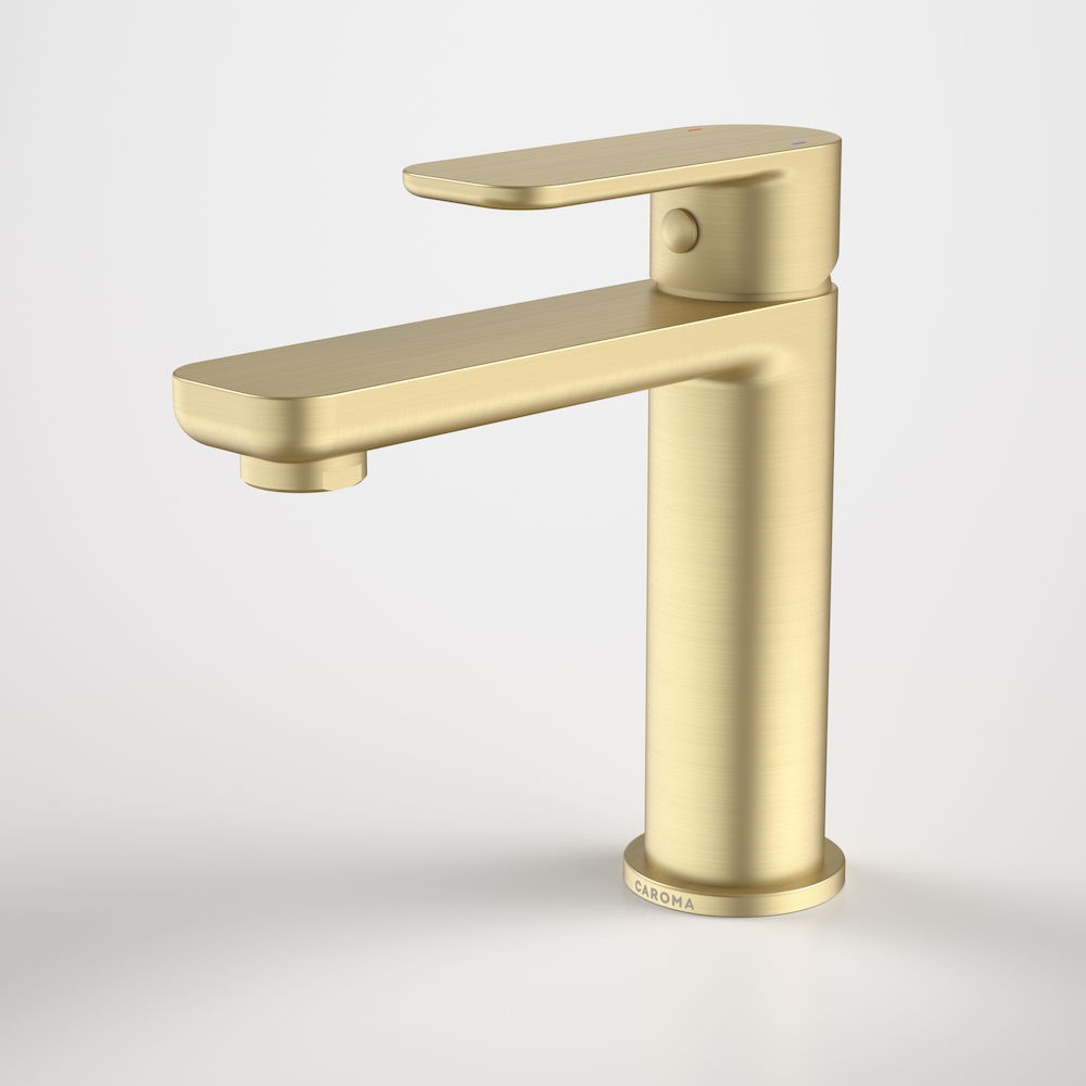 Caroma Luna Basin Mixer 6 Star Brushed Brass - Thrifty Bathrooms